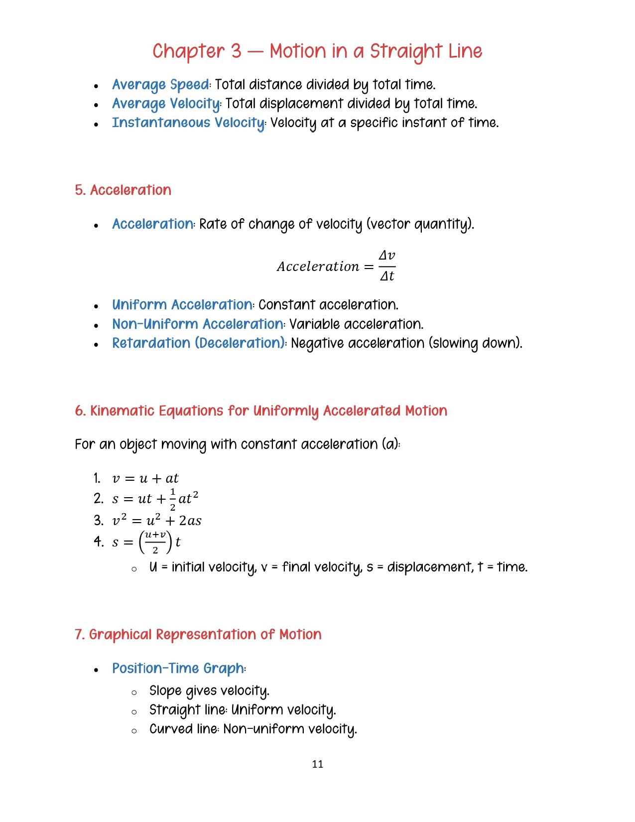 NCERT Class 11th Physics Short Notes With Formula 2025-2026 – Target Notes